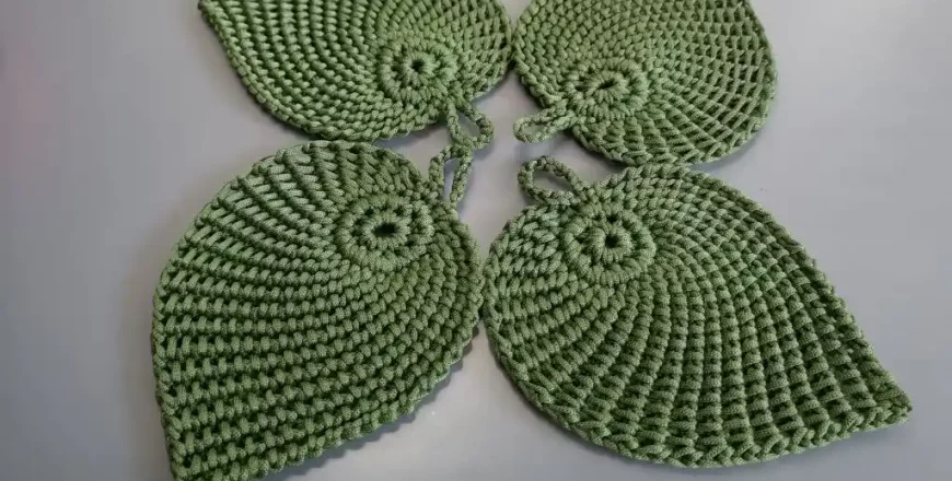 Crochet leaf-shaped placemat - In ENGLISH (video tutorial) - DIY Education